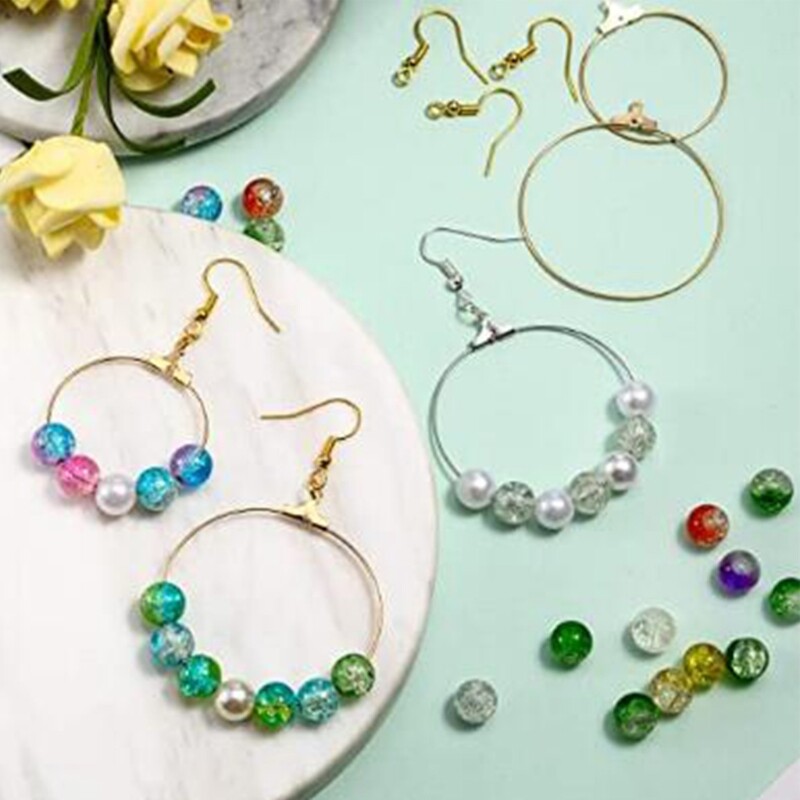 1 Set Diy Jewelry Earring Making Supplies Kit Beaded Hoop Assembly ...