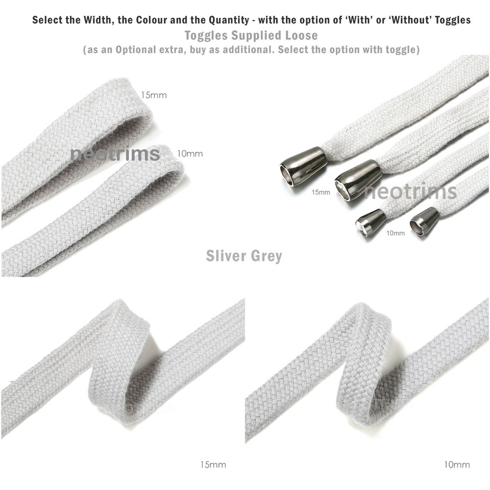 Drawstring Cord Cotton Hoodie String for Sweatshirt,10 & 15mm,Toggle ...