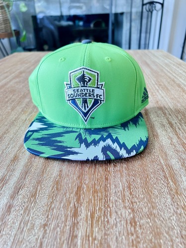 NEW Adidas Seattle Sounders FC Snapback Hat Cap Adjustable Green Neon ...