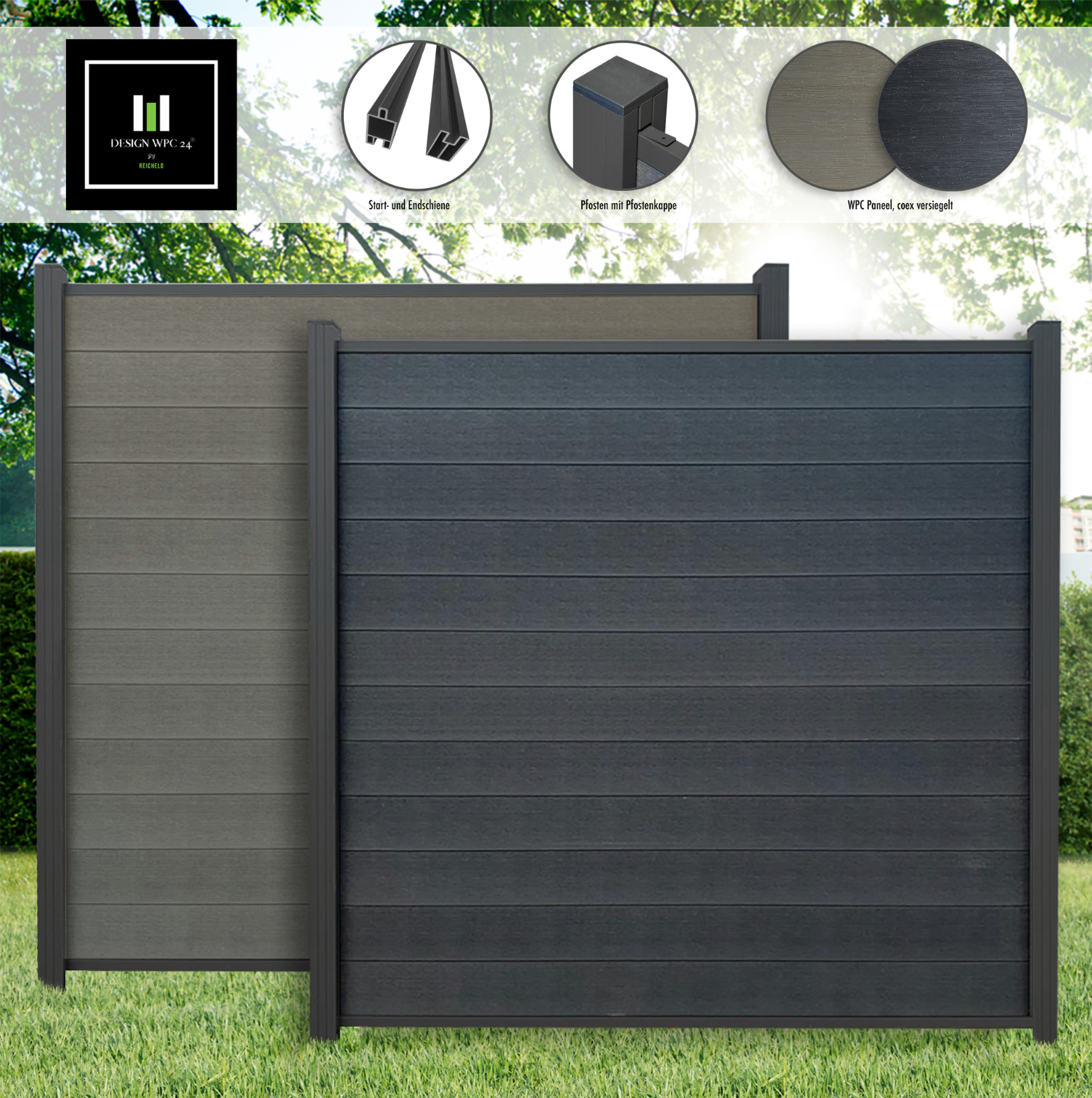 Sichtschutzzaun Zaun Gartenzaun Steckzaun WPC COEX