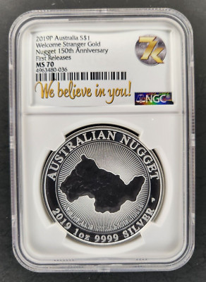 2019-P Australia Welcome Stranger Gold Nugget 150th 1 oz Silver NGC ...