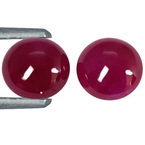 Natural Blood Red Ruby 7mm Round Cab Pair 4.08cts Unheated Madagascar ...