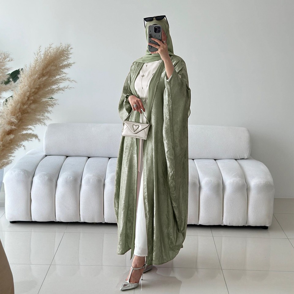 Abaya Open Kimono Muslim Women Farasha Robe Batwing Sleeve Maxi Dress ...