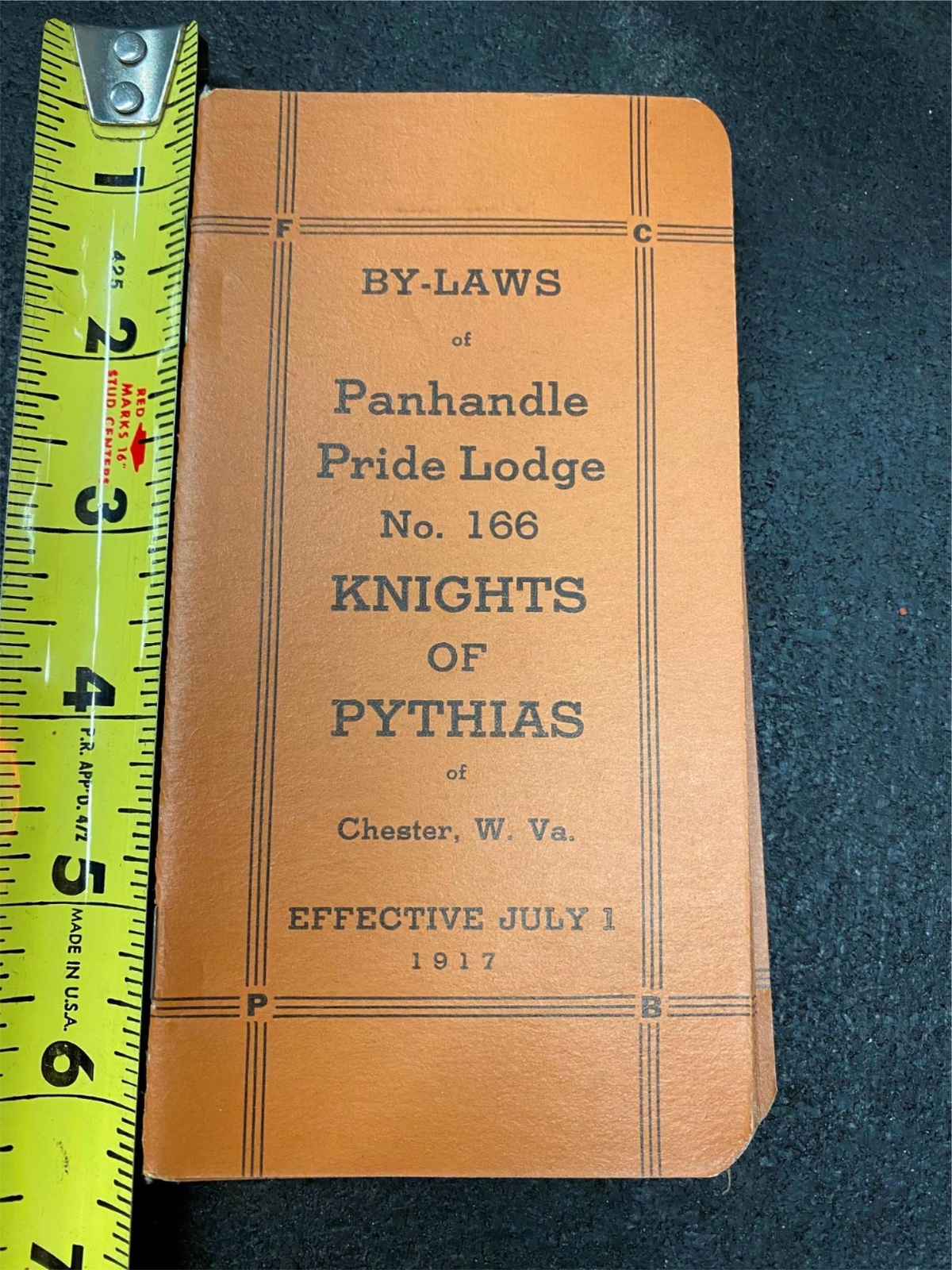 VTG 1917 knights of pythias By laws Book Panhandle lodge Chester WV ...