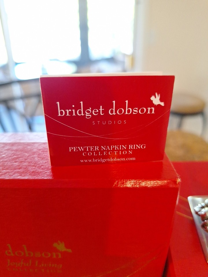 Napkin Ring Holder x6 Pewter PIG PIGGY NIB unused Bridget Dobson MINT ...