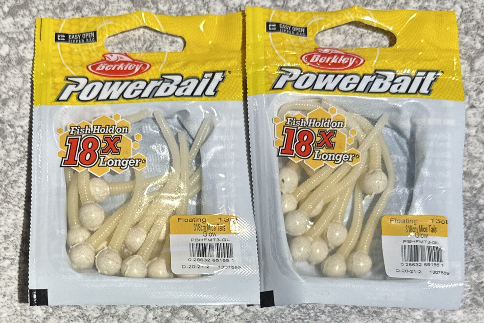2 Packs Berkley Powerbait 3” Mice Tails Glow | eBay