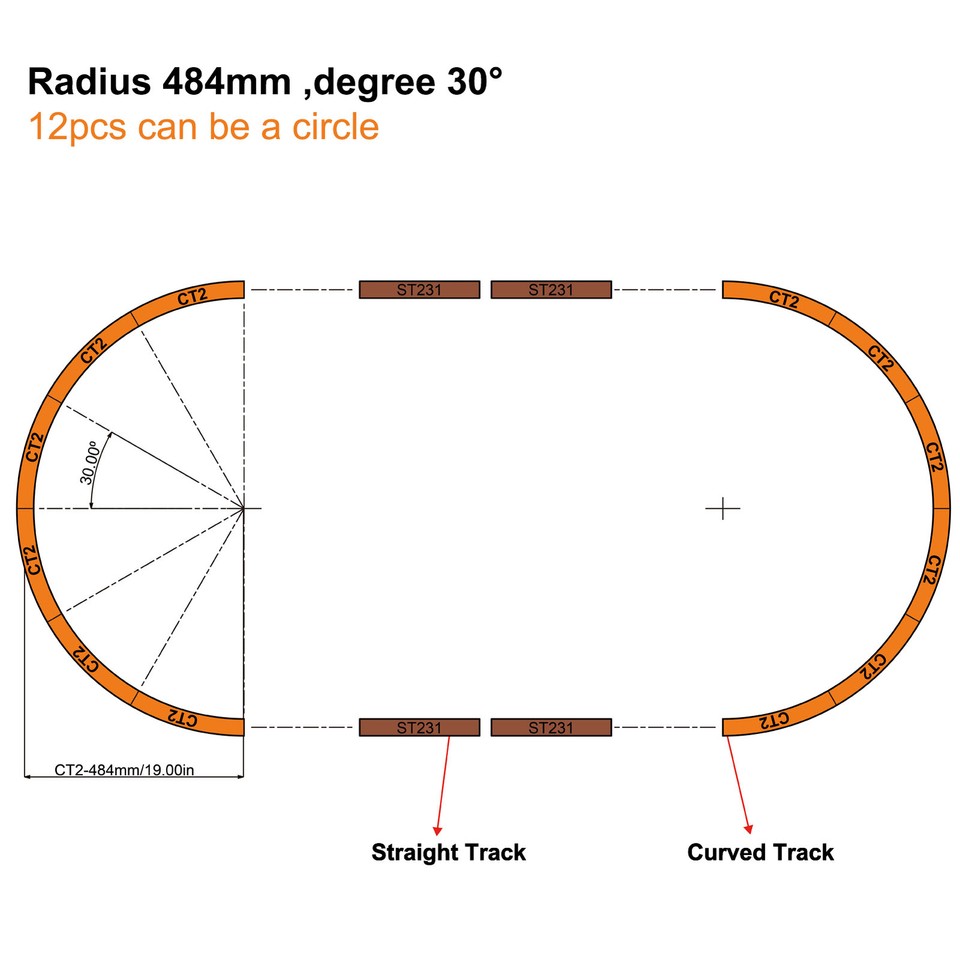 Evemodel HO Scale Code 100 19" Radius Curve Track Copper-Nickel Rail ...