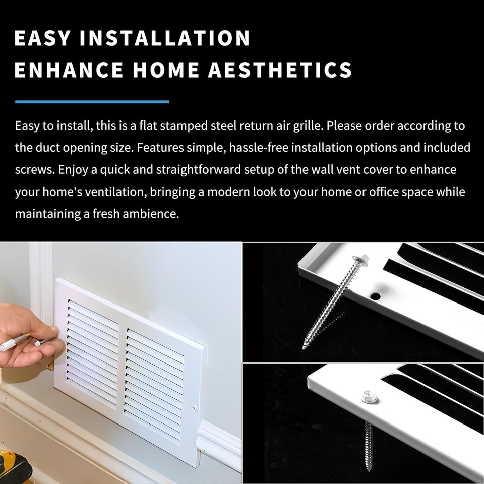 16x20 Return Air Grille Duct Opening, Air Return Vent Cover, Flat Vent ...