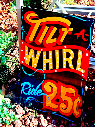 HAND PAINTED Carnival TILT A WHIRL Sign Circus Amusement Park Midway ...