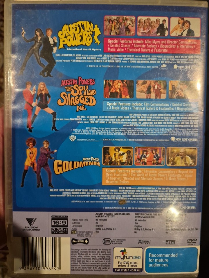 AUSTIN POWERS COLLECTION DVD COMEDY 2 3 FILM SHAGADELIC BOX SET MIKE ...
