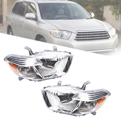 Halogen Headlights For Toyota Highlander 2008-2010 Clear Lens Chrome LH ...