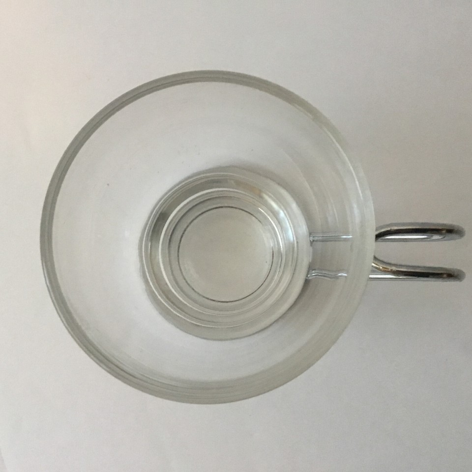 Bormioli Rocco Italian Expresso Cups Clear Tempered Glass Metal Handles ...