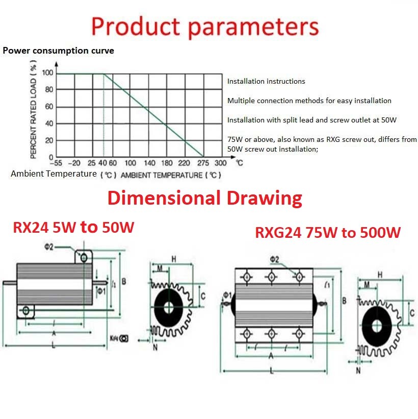 5W RX24 Aluminium Wire wound Power Resistors 5% J 0.1Ω 0.2Ω 1Ω 2Ω to ...