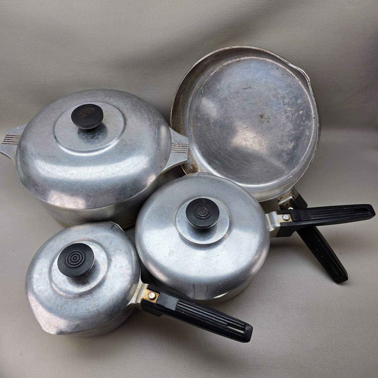 Vintage Magnalite Cookware Set of 3 Pots w/ Lids Frying Pan | eBay
