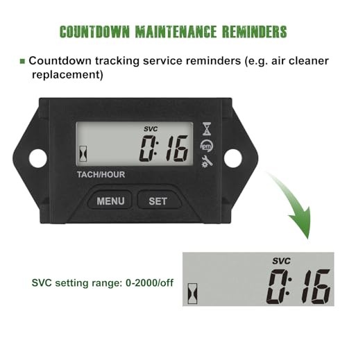 Digital Maintenance Hours Meter Tachometer for 2 or 4 Stroke Small ...