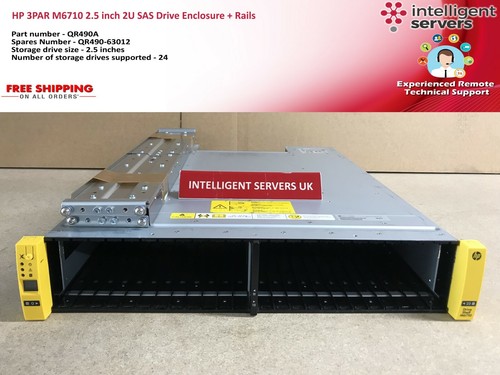 HP 3PAR M6710 2.5 inch 2U SAS Drive Enclosure + Rails - QR490A / QR490 ...
