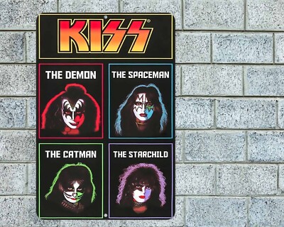 Kiss Band Sign Aluminum Metal 8"x12" Garage Man Cave Classic Rock ...