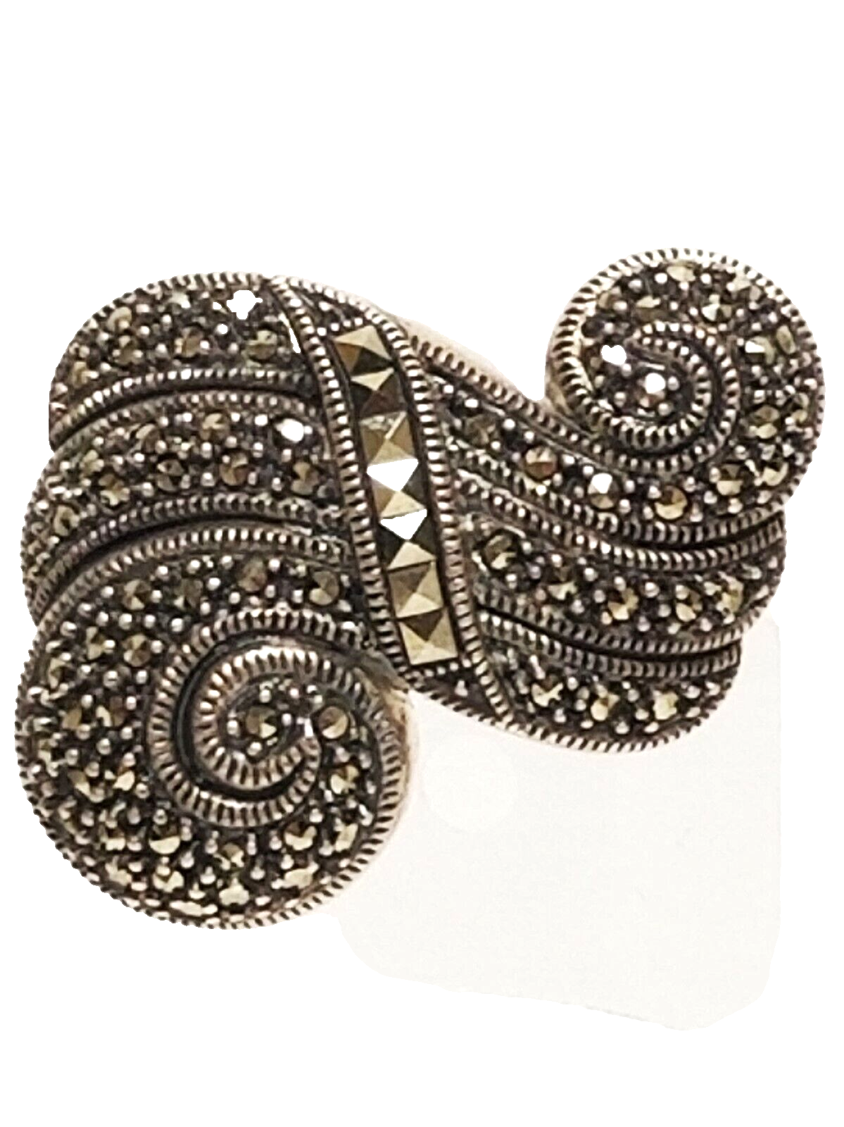 Vintage JUDITH JACK Sterling Silver Marcasite Chunky Swirl Brooch 1 1/4 ...