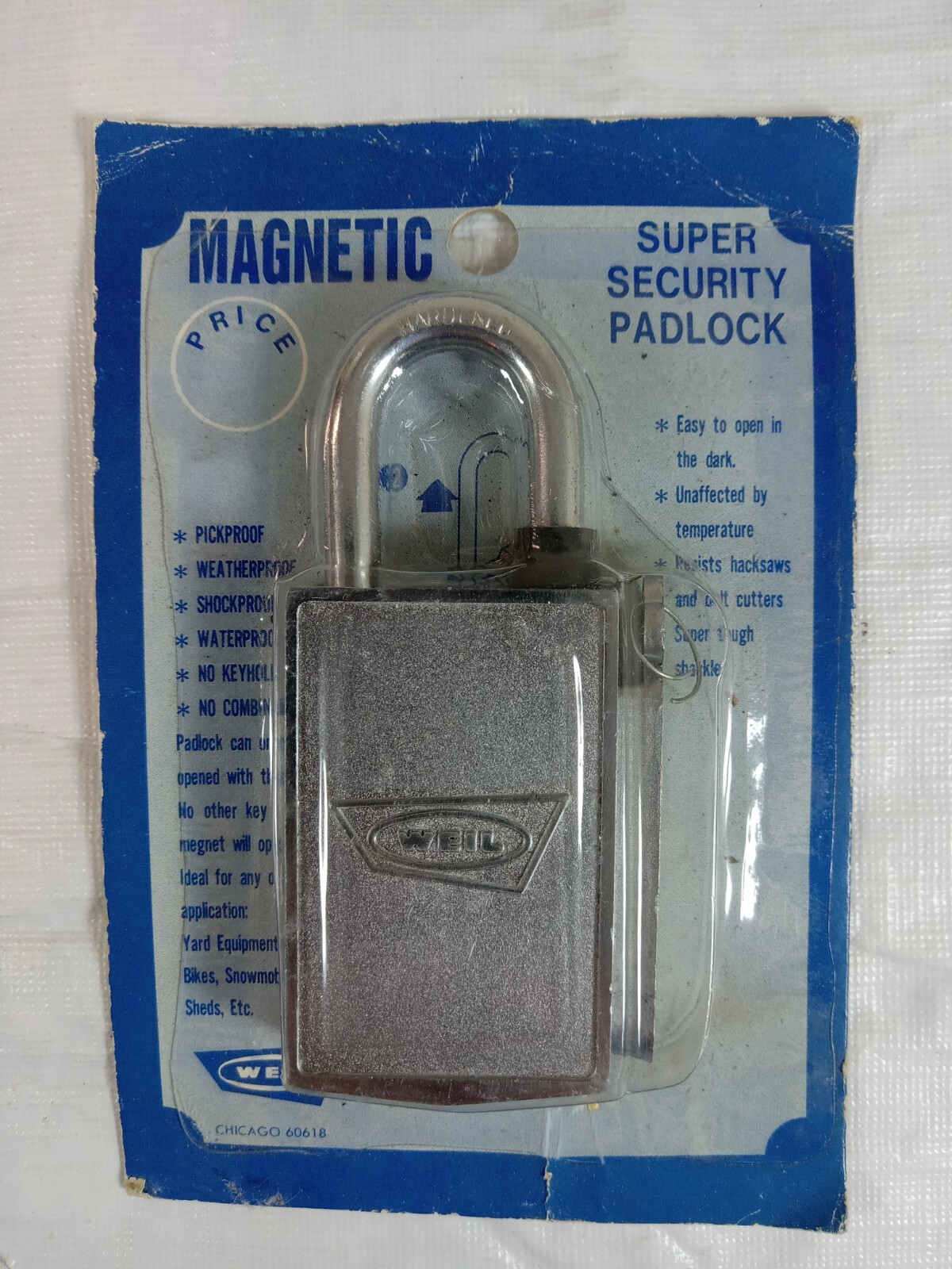 Vintage NOS Sealed Weil Magnetic Super Security Padlock & Key 1 1/2" PL ...
