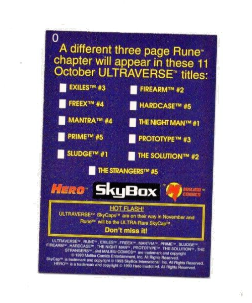 1993 SkyBox RUNE Comic Promo #0 Rune Ultraverse | eBay
