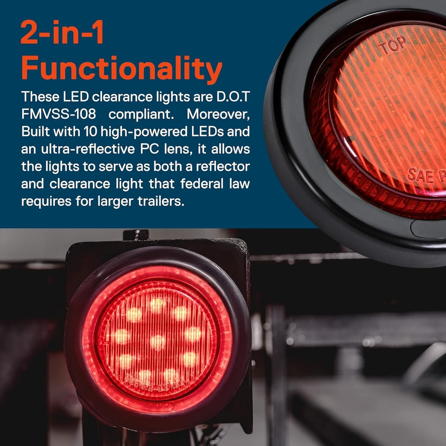 8X 2" Amber Red Round LED Side Marker Clearance Signal Indicator Light ...