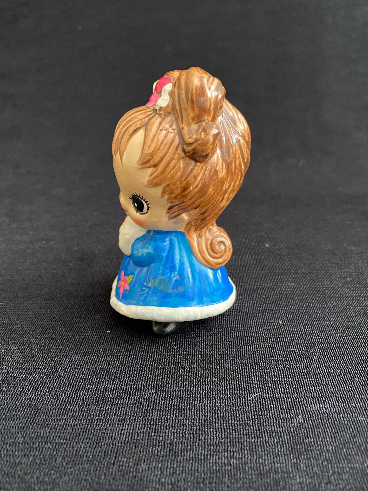 Vintage Josef Originals Big Eyed Moppet Girl Figurine Ponytail Flower ...