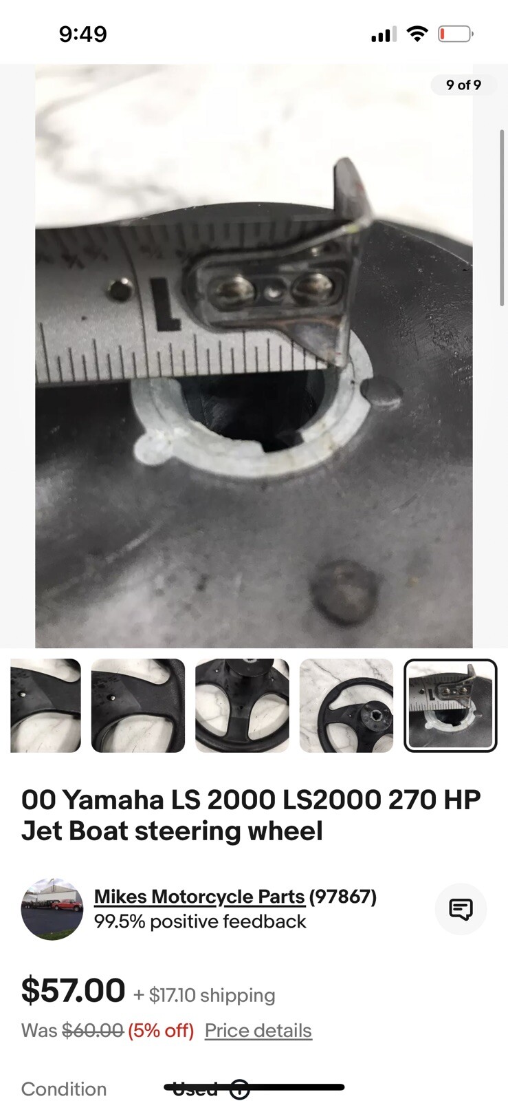 1997 - 2004 Yamaha LS 2000 LS2000 Jet Boat steering wheel EXITER AR210 ...