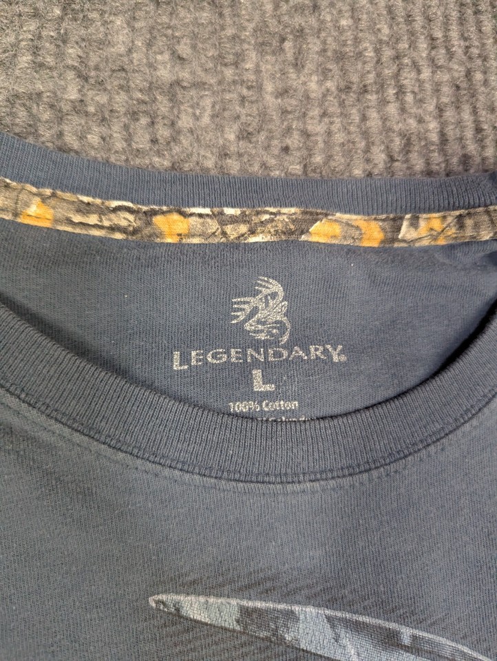 Legendary Whitetails Shirt Mens Large Slate Blue Big Logo Buck Deer ...