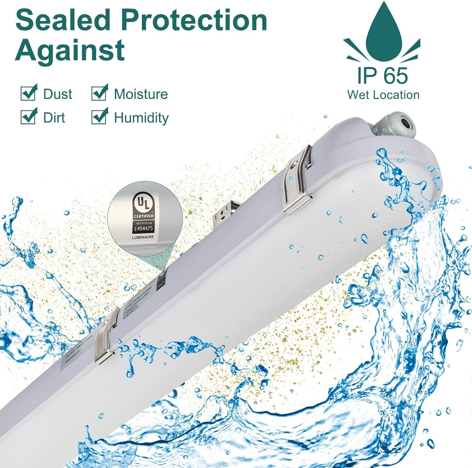 4FT Vapor Tight LED Light Fixture 40W/32W/24W Adjustable Light Output ...