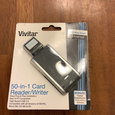 VIVITAR 50-IN- 1 CARD READER/WRITER VIV-RW-5000-BLK-OD NEW SEALED. B11 ...