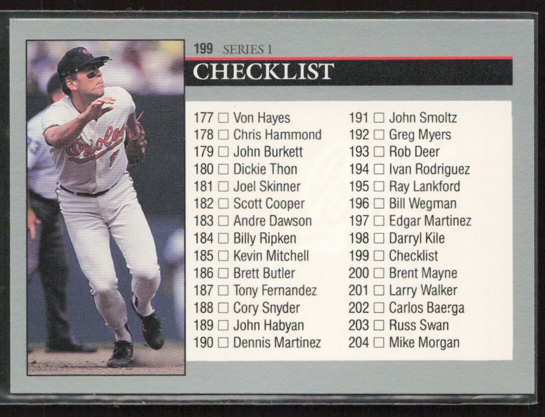 1992 Leaf Checklist (177-264) #199 Cal Ripken, Jr. Baltimore Orioles | eBay