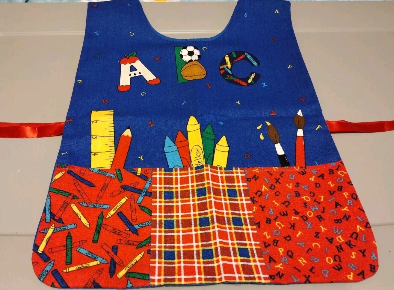 Vintage Children’s Art Smock Kids Apron ABC's Pockets… - Gem