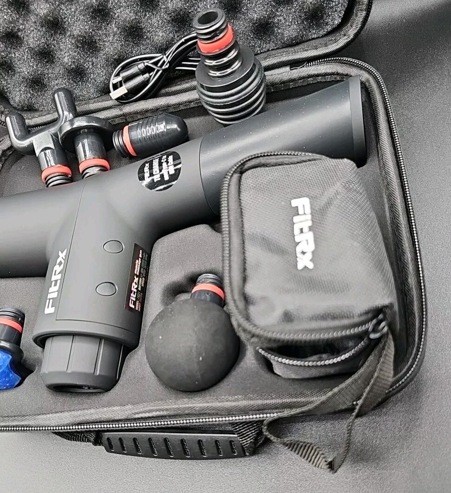 NIB - FitRX Muscle Massager Gun w/ 4 attachments & Carry Case - model ...