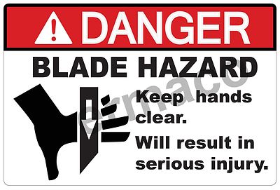 5x DANGER BLADE HAZARD PINCH POINT ANSI OSHA STICKER LABEL GLOSS ...