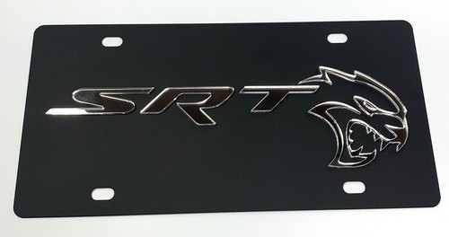 Matte Black License Plate w/ Charger & Challenger SRT Hellcat Script ...