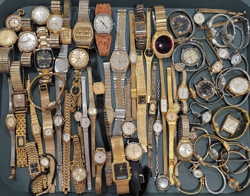 HUGE VINTAGE WATCH LOT - 68 WATCHES Parts, Repair, Scrap !NOT WORKING ...