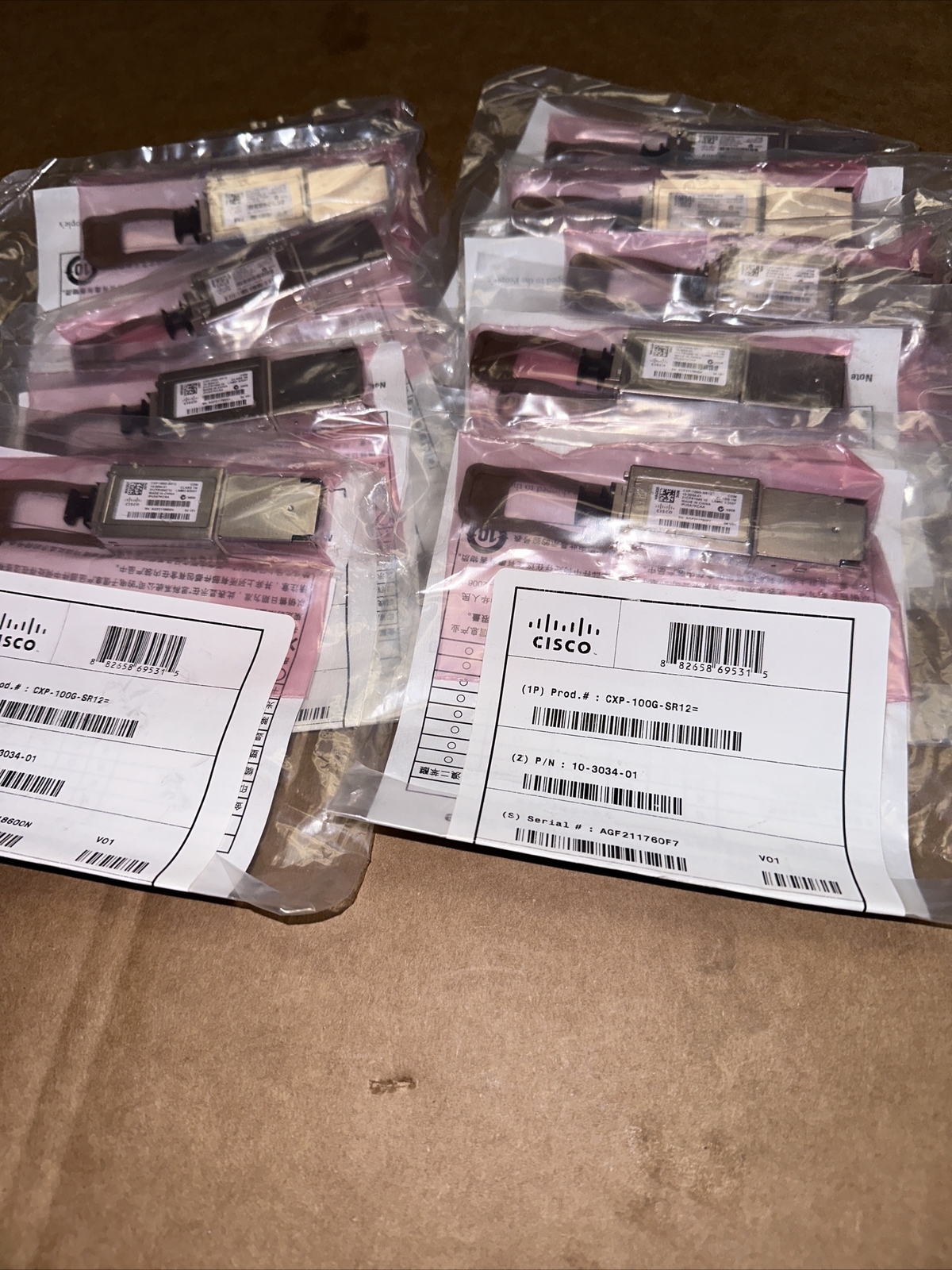 LOT OF 10, NEW NEW Cisco CXP-100G-SR12 100GBASE-SR10 MPO InfiniBand ONS ...