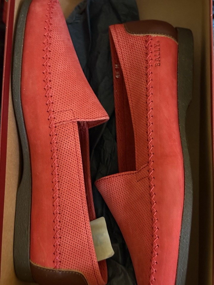 BALLY Red Dress shoes Loafers "PIMP” burgundy Maroon suede and calf ...
