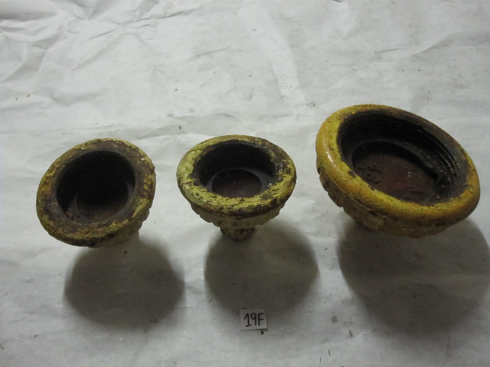 Lot Of 3 Fire Hydrant Nozzle Cap Yellow 4S (2) 4-3/4” (1)6-7/8” outside ...