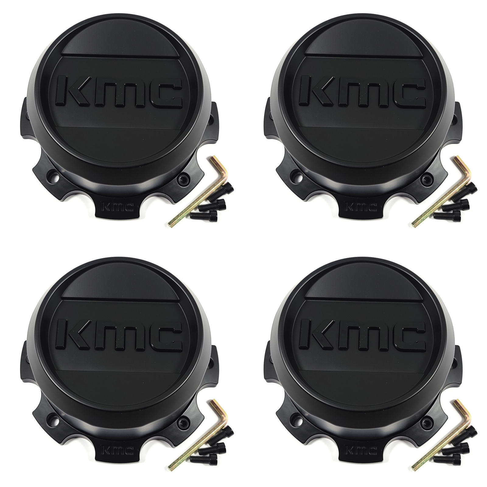 4x KMC Wheel Center Hub Caps 6-3/4"OD 3"H Bolt-On Closed-End T163H170-8 ...