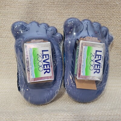 2 Vintage NEW Lever 2000 Novelty Blue Foot Soap Dish w/ Sample 230671G ...