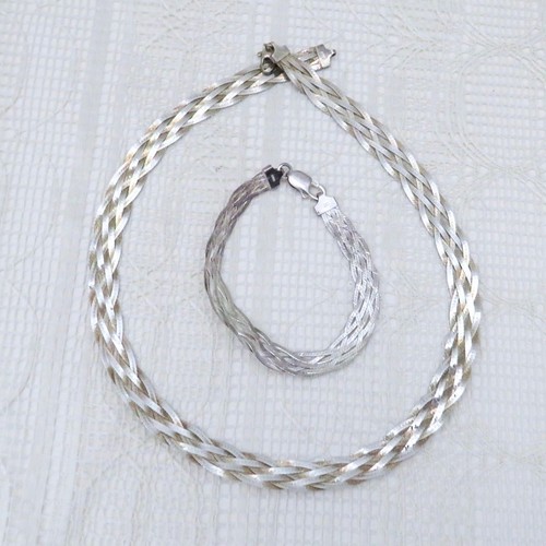 Sterling Silver Bracelet and Necklace 18 Inch 6 Strand Braided ...
