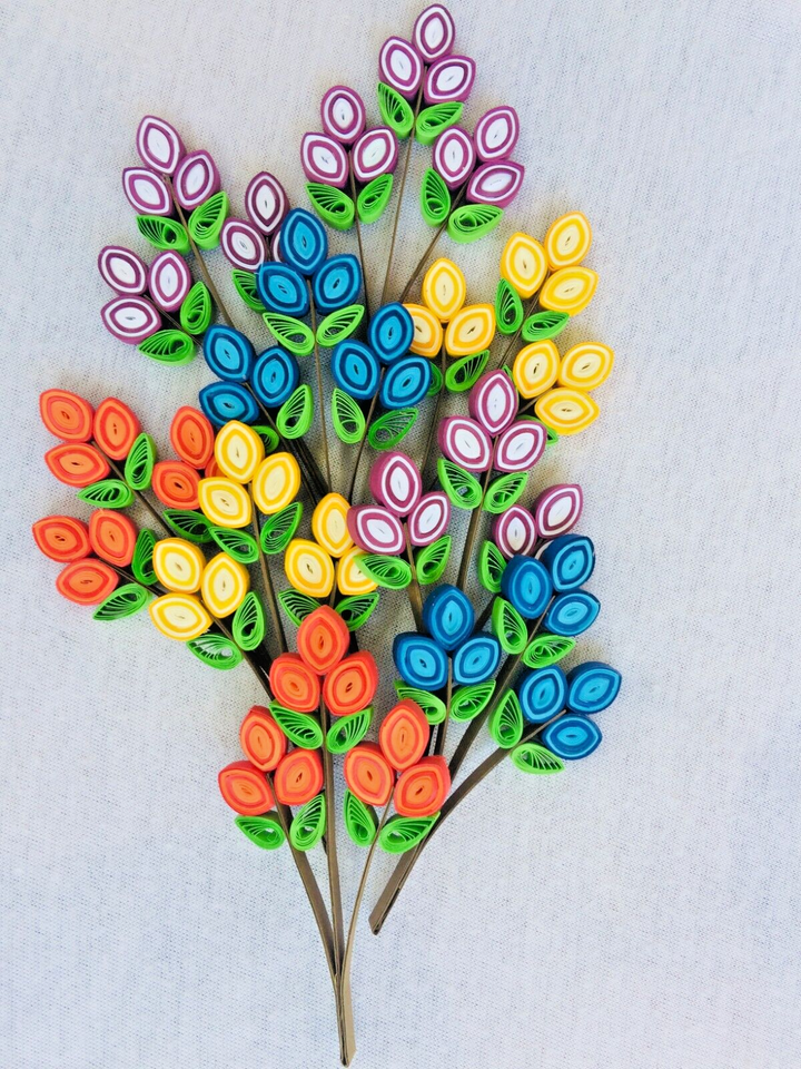 Paper Quilling Flower Bud leaves Branch for cards, wall deco 15lot | eBay