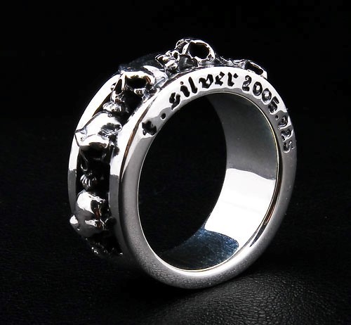 SKULL STACK SOLID 925 STERLING SILVER MENS BAND RING NEW GOTHIC ROCKER ...