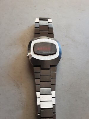 Vintage Compu Chron Digital Watch Men Silver Tone LED vintage | eBay