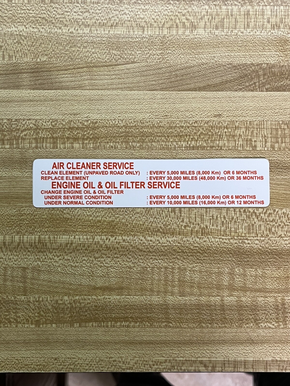 84-88 Toyota Pickup 4runner Air Filter Engine Oil Service Decal 22r ...