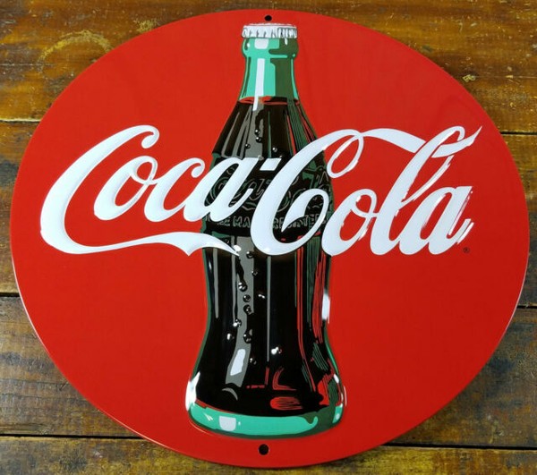 Coca-Cola Red Circle Logo Embossed Tin Metal Sign Vintage Style Diner ...