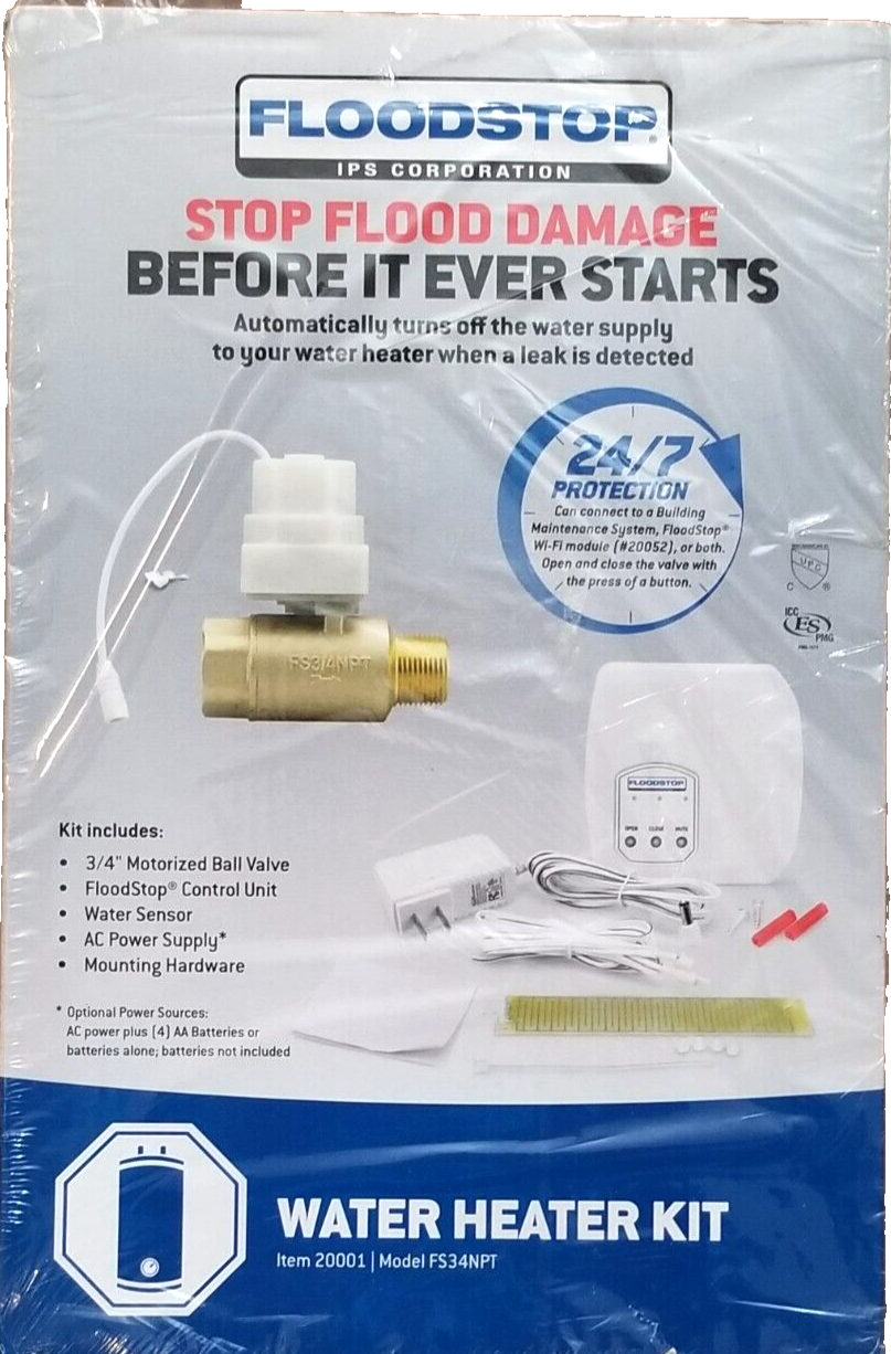 Floodstop Water Heater Leak Detector Kit with Automatic Water Shut Off ...