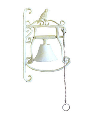 Mr Gecko Cast Iron Door Bird Bell Hand Made Antique White Good Sound ...