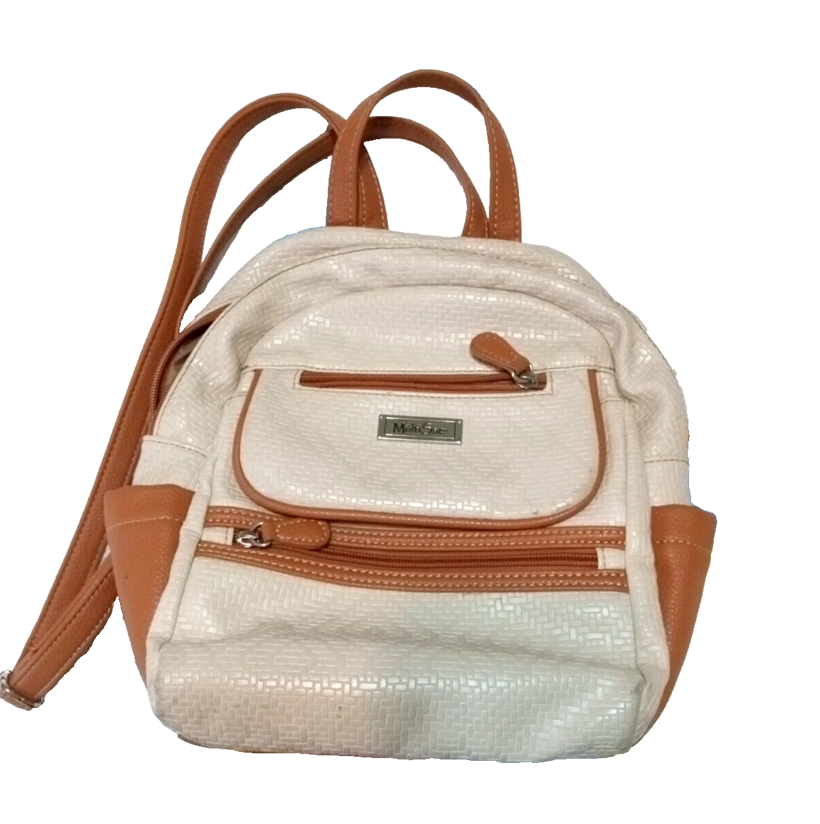 MultiSac Backpack Beige $ Medium Brown Faux Leather, pockets adjustable ...
